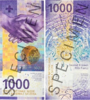 Die neue 1'000-Franken-Note bei der Schaffhauser Kantonalbank ...